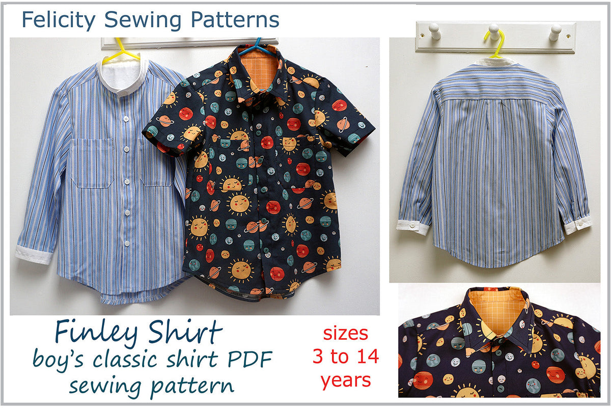 Boy's school shirt, classic shirt sizes 3 to 14 years PDF sewing patte ...